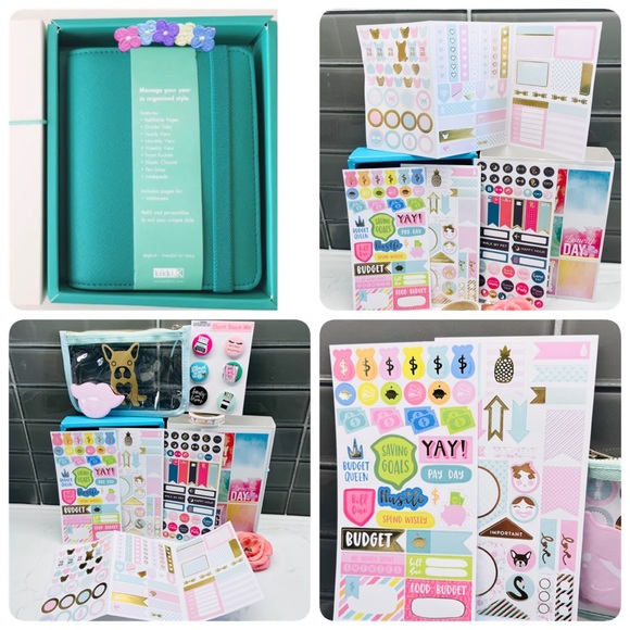 Office | Kikki K Leather Time Planner Small Teal Stickers Sticky Notes ...